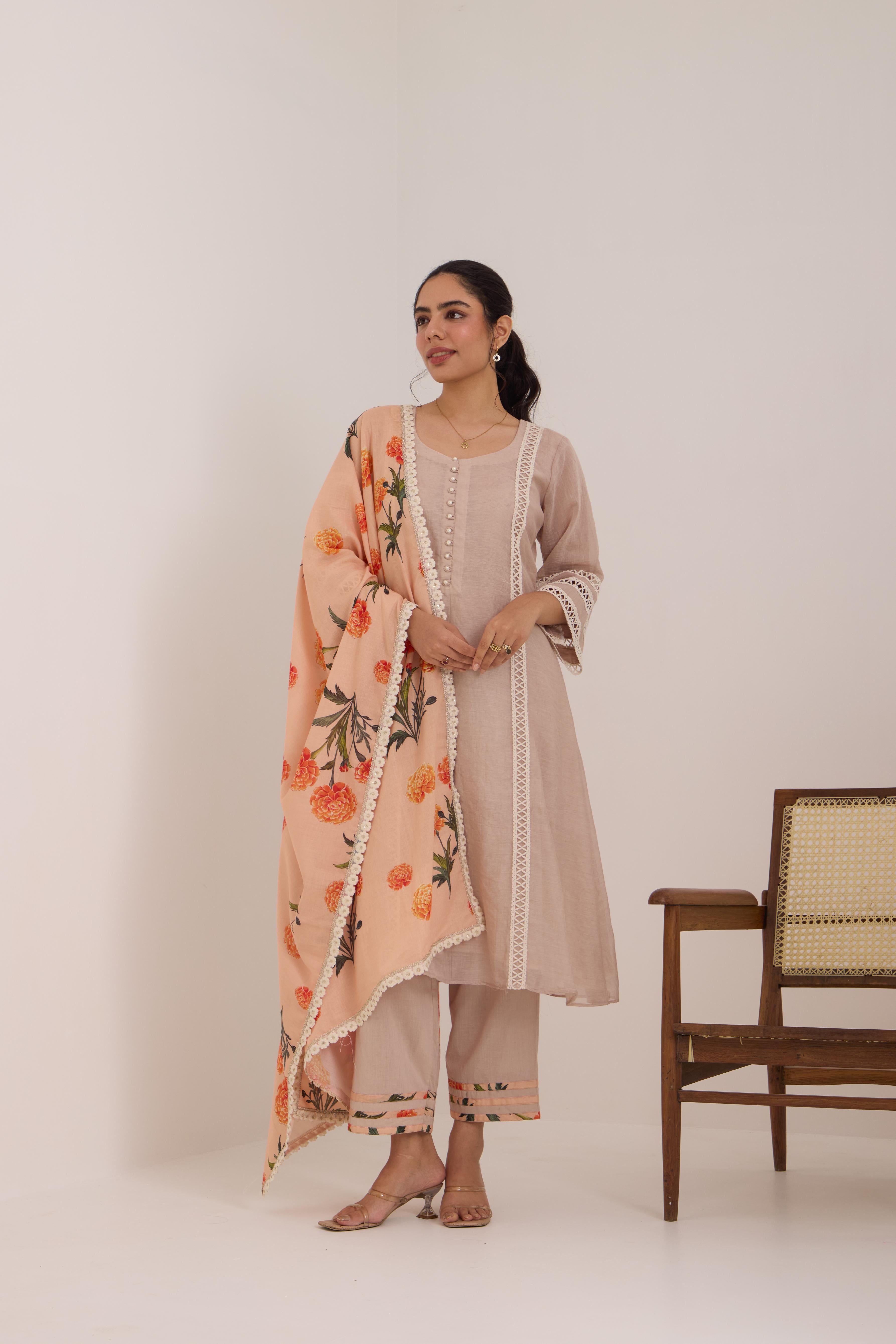 Savera-Champagne peach Suit set – Sitarah