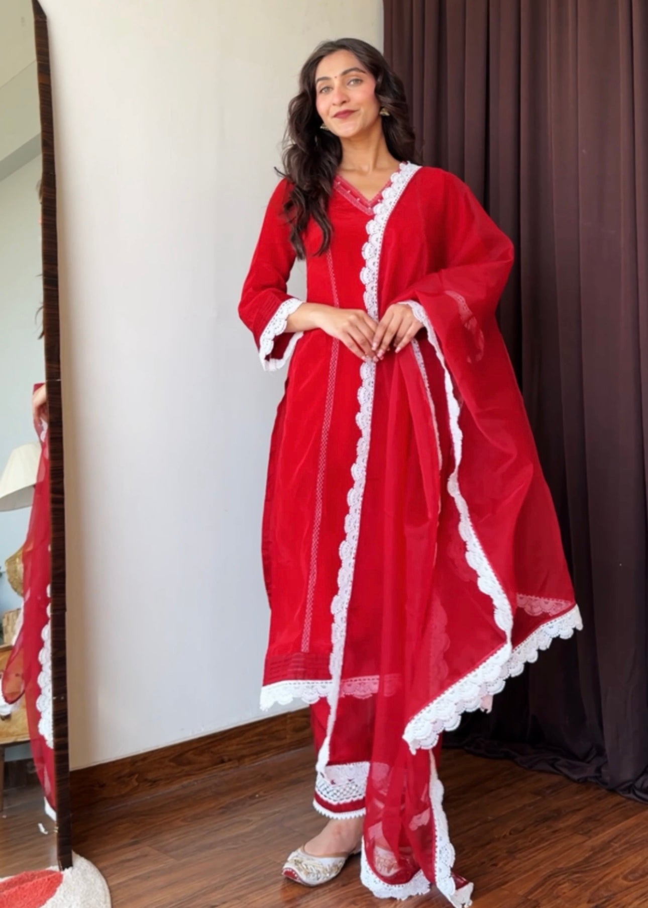 Deepa (the.review.addict) in Kaanji- Deep Red Suit Set – Sitarah