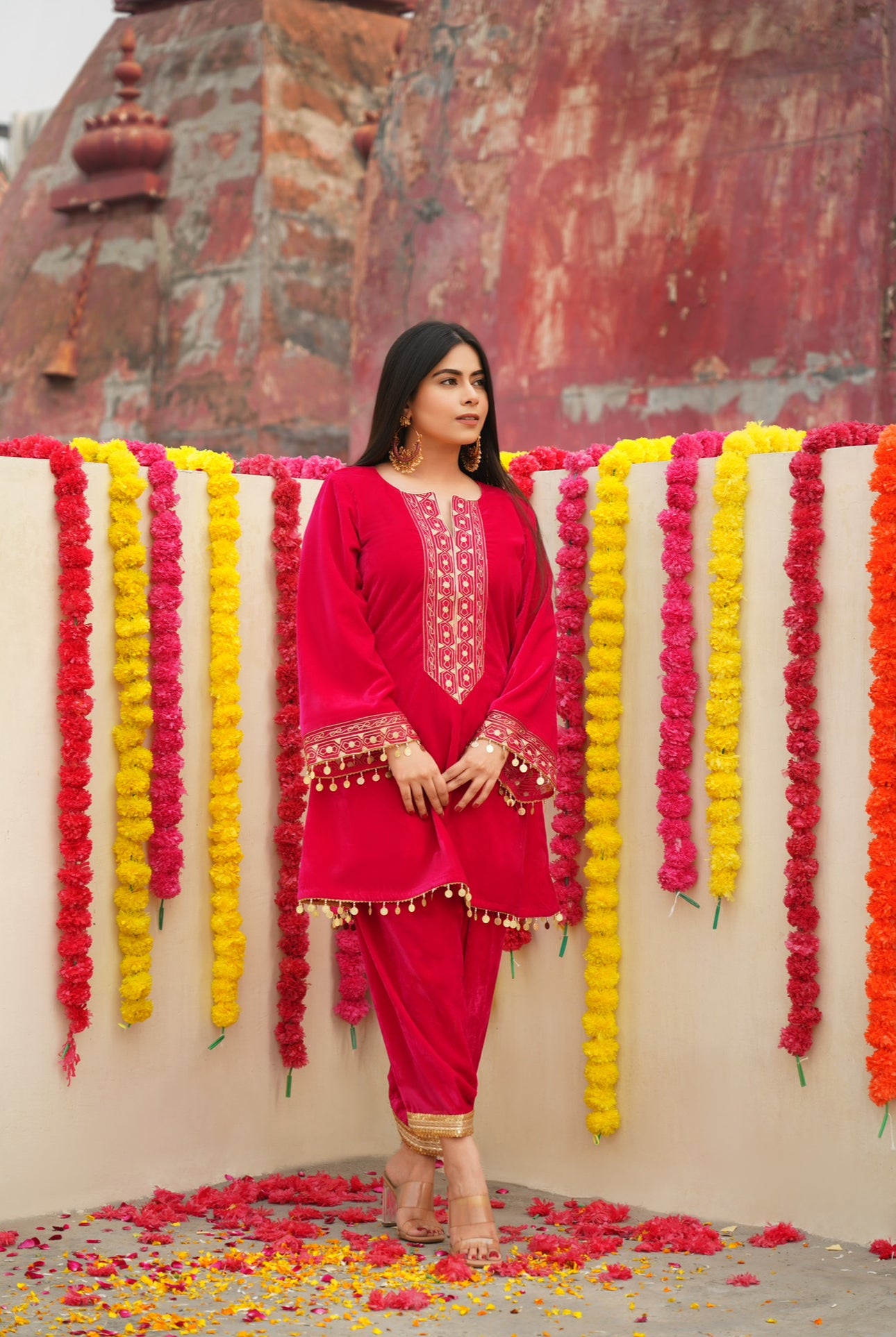 Tarasha- Hot Pink Velvet Coord Set – Sitarah